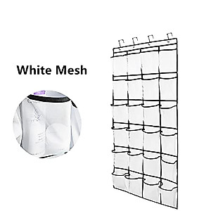 24 Pocket OTD Shoes Organizers Hanging Over The Door Shoes Rack Hanging Closet Storage Bag with 24 Large Mesh Pockets (Black)
