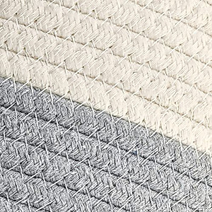 mDesign Casual Round Woven Cotton Rope Bathroom Basket with Tie Handles - Storage Organizer Set for Countertop, Floor, Closet or Vanity, Holds Toilet Paper, Towels, or Magazines, Set of 2, White/Gray