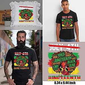 3 Sheets Juneteenth Heat Transfer Vinyl Stickers Juneteenth Decorations Independence Day Iron on Decals Memorial Day Iron on Transfers Patches Supplies for T Shirts Backpack Clothing Hat Pillow