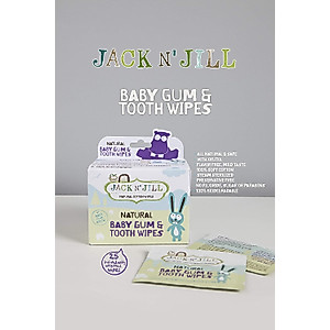 Jack N' Jill Baby Gum & Tooth Wipes - Natural & Safe, Contains only Water & Xylitol, Soft Cotton, Free from Fluoride & Sugar, Baby Mouth Wipes - 25 Individually Wrapped Wipes