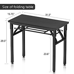 YJHome Folding Table Small Computer Desk Writing Foldable Work Desk Portable No Assembly Required for Small Spaces Home Office School Bedroom, Black
