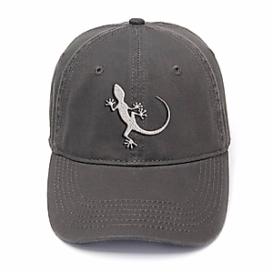 FANNOO Unisex Baseball Cap-Lizard Flock Printing Washed Cotton Adjustable Twill Low Profile Plain Hats Charcoal