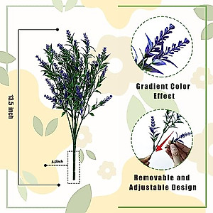 JIFTOK Artificial Lavender Flowers for Outdoors, 24 Bundles Faux Plastic Purple Flowers, UV Resistant Fake Plants Shrub Mums Greenery for Hanging Planters Window Box Front Porch Indoor Outside Décor