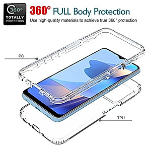 Zoeirc Case for Oppo A16/OPPO A16S/OPPO A54S CPH2273 Case with Tempered Glass Screen Protector, Soft 360 Full Body Shockproof Hybrid Bumper Crystal Clear Case Cover for Oppo A16 4G (Clear)