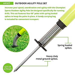 Champion Sports APSET Outdoor Agility Pole Set, Yellow