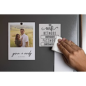 White & Black WiFi Password Sign Fridge Magnet, WiFi Sign with Black Wet Erasable Pen, Magnetic WiFi Password Sign for Home, Portable WiFi Sign for Guests, Airbnb Essentials for Hosts, 4.50x4.25 inch