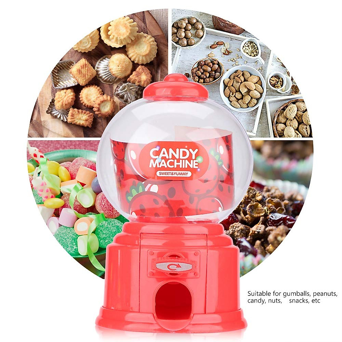 Alomejor Candy Machine Small Portable Candy Dispenser Mini ABS Machine Candy Twisting Machine Money Bank (Red)