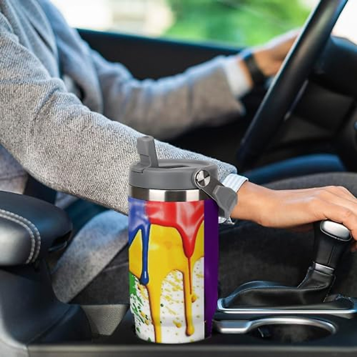 SYJTGDE Large Capacity Car Cup Paint Splatter Backdrop Fashionable Upgrade Car Cup Advanced And Beautiful Travel Cup