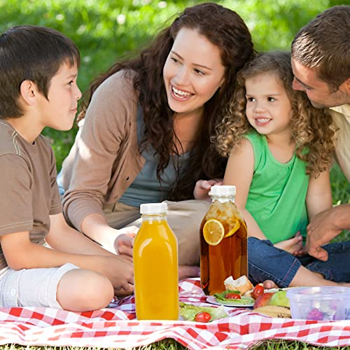 Moretoes 5pcs 32oz Glass Milk Bottles with Lids Glass Juice Bottles Reusable Clear Containers for Milk Juice Milkshake Honey Jam