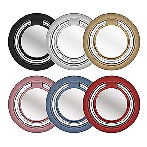 Phone Grip Ring Holder, 360° Rotation Finger Gripper and Kickstand for iPhone & Samsung, Compatible with Cell Phone Magnet and All Magnetic Mounts - Silver