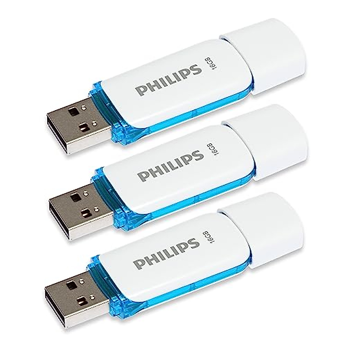 PHILIPS 16GB Flash Drive, Snow Edition USB 2.0 - White/Blue - 3-Pack