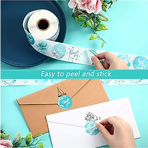 Thank You Stickers Roll 500 Pieces 1.0 Inch Thank You for Supporting My Small Business Stickers with 8 Designs Thank You Stickers Corporate Blue Labels Thank You Small Business Stickers