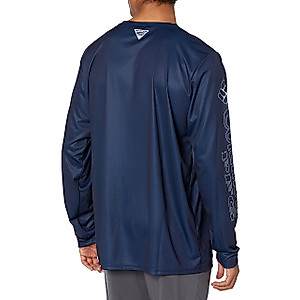 Columbia Men's Terminal Tackle PFG Running Line Long Sleeve, Red Spark/White Bass, Small