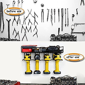 2 Pack Power Tool Organizer for Tool Storage, Heavy Duty Floating Tool Shelf, Drill Holder Wall Mount, Utility Rack for Cordless Drill Compact Steel Design Solid Metal Black（2 pack 4 set) (Black)