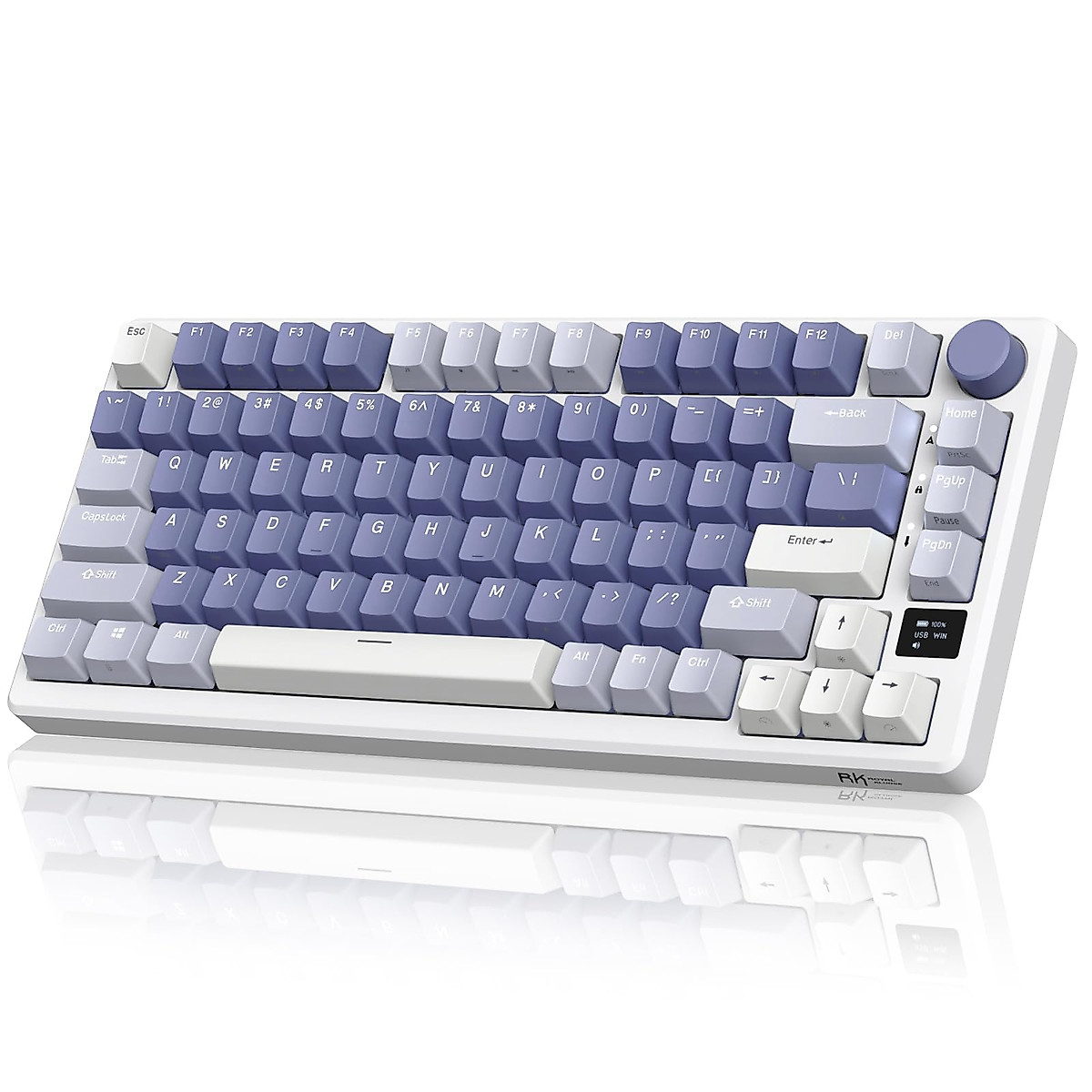 RK ROYAL KLUDGE M75 Mechanical Keyboard with OLED Smart Display and Volume Knob, 2.4G/USB-C/BT Gasket Mounted 75% Layout Wireless Gaming Keyboard with 81 Keys, RGB Backlit Hot-Swap Fast Silver Switch