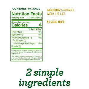 Spindrift Sparkling Water, Lime Flavored, Made with Real Squeezed Fruit, 12 Fl Oz Cans, Pack of 24 (Only 4 Calories per Can)