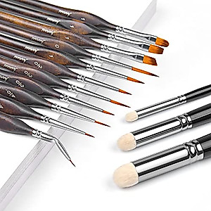 Miniature Paint Brushes with Domed Dry Brush Set for Miniature Painting, Fuumuui 14Pcs Miniature Model Paint Brush Set Dry Brush Miniatures for Warhammer 40k, Vallejo Paint, Citadel Paint