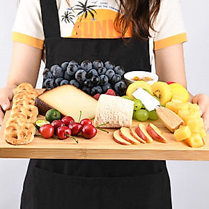 ROYAMY Bamboo Cheese Board Set Charcuterie Platter Bamboo Cutting Board with 4 Stainless Steel Knife Perfect Choice for Birthday Wedding Anniversary- Double Side