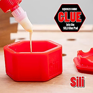 Sili Glue Pod and 3 Sili Micro Glue Brushes with Multi Purpose Sealable Lid/Glue Brush Holder • Fine Tip • Chiseled Tip and Flat Tapered Tip Brushes for Arts • Crafts • Models and Woodworking