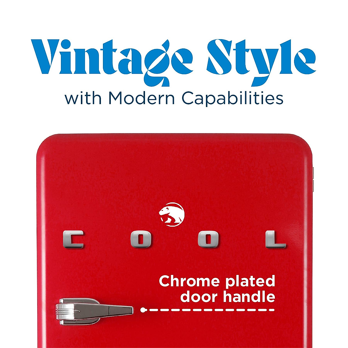 Commercial Cool CCRR32HR 3.2 Cu. Ft Freezer, Vintage Style Refrigerator, with Slide-Out Glass Shelves & Tall Bottle Storage, Retro Fridge, Red