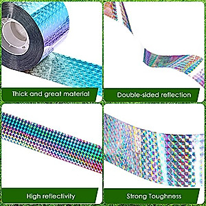 4 Roll Bird Tape Thick Tape Bird Tape Outdoor Double Side Bird Scare Ribbon Bird Device, Scare Birds Away, Pigeon, Woodpecker, Geese, 2 Inch, 1440 ft Total
