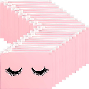 100 Pieces Eyelash Aftercare Bags Eyelash Makeup Bags Empty Lash Cosmetic Pouch Travel Make Up Cases Toiletry Bag Eyelash Pattern Zippered Pouch Bags for Women(EVA,Classic Style)