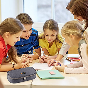 TTVALLEY Pencil Case Pen Case Oxford Stationery Box for Desk Supplies Organization Grey