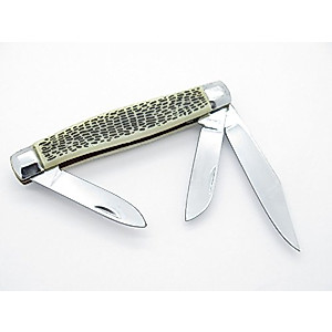 Artist Unknown Vintage Old Stock 1980s Made In China Snake Skin Stockman Folding Pocket Whittler Knife