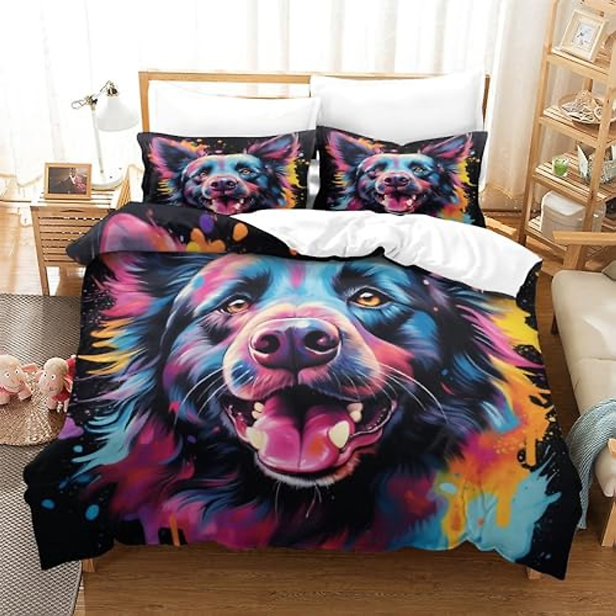 Dog 3D Bedding Set for Boys Kids Girl Duvet Cover Children Teens Comforter Cover Printed Bedspread/Quilt Cover for All Seasons Twin（173x218cm）