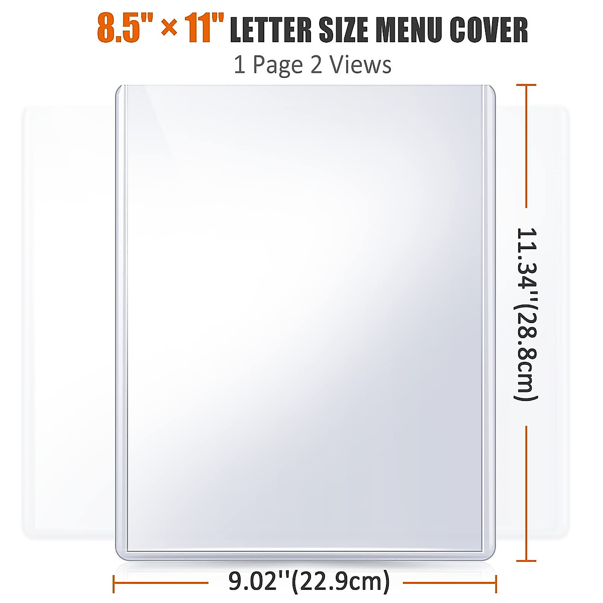 Menu Covers 8.5 x 11, 36 Pack, 2 View Restaurant Menu Covers, All Clear Vinyl Menu Sleeves, Menu Holder, Top-Loading