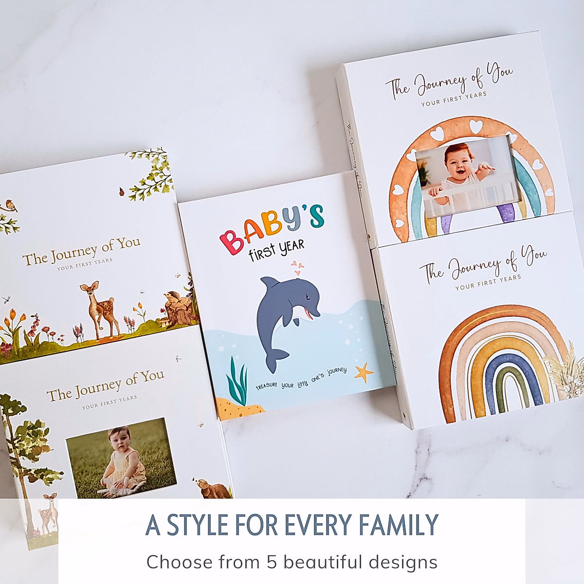 Baby Memory Book for Girl or Boy - First Year Unisex Ocean Keepsake to Log Newborn 1st Milestone - Gender Neutral Sea Photo Album Dairy - Nautical Themed Stuff Journal - Elegant New Parents Baby Gifts