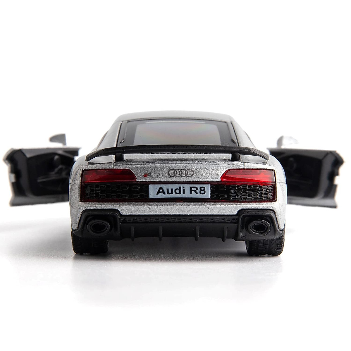 RMZ City Compatible for 1:36 Diecasting Alloy Car Model Audi R8 Toy Car, Pull Back Vehicles Toy Car for Toddlers Kids Boys Girls Gift Silver