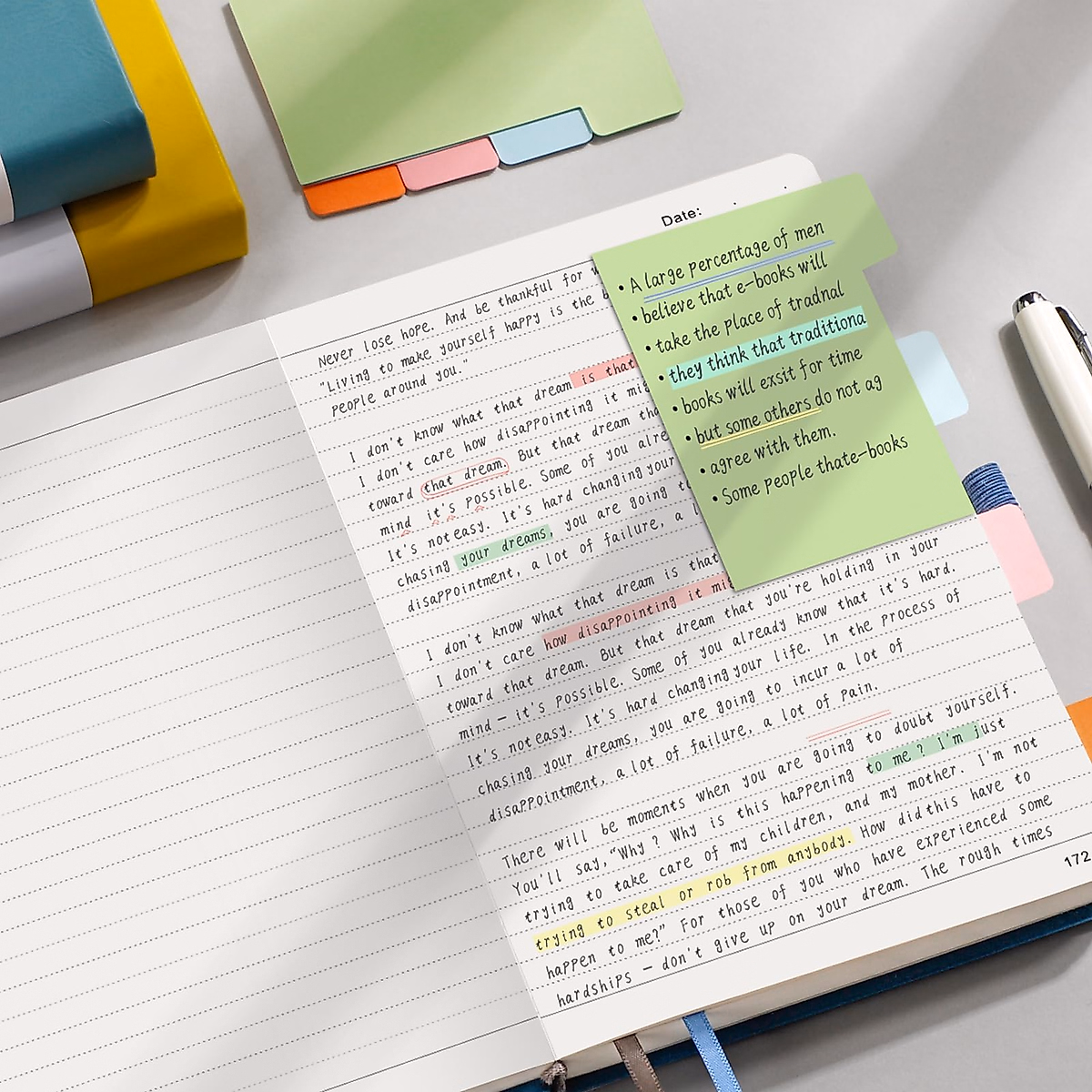 HIUKOOKA A5 Notebook College Ruled Journal For Women,320 Pages Thick Journal Hardcover Large Notebook,100 GSM Paper Leather Journal for Writing Student Diary,5.75''x 8.38''- Lightpurple