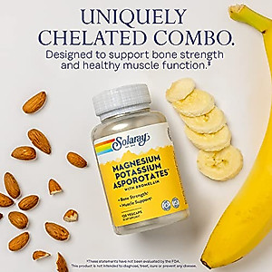 Solaray Magnesium and Potassium Asporotates w/ Bromelain | Healthy Electrolyte, Muscle, Heart & Cellular Support | 60 Servings | 120 VegCaps