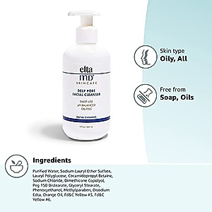 EltaMD Deep Pore Facial Cleanser, Sensitivity-Free, Soap-Free and Oil-Free Face Wash For Oily Skin and Daily Care, 8 Fl Oz (Pack of 1)