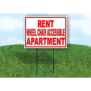 RENT WHEEL CHAIR ACCESSIBLE APARTMENT RED WHITE - Single Sided Yard Sign ROAD SIGN with Stand