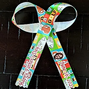 Custom Printed Favor Bow Personalized Ribbon For Birthday Wedding Christmas Communion Baptism Sweet 16 Sweet 15 Baby Shower Bar Mitzvah Bat Mitzvah Party Quinceanera Listones Personalizados Graduation