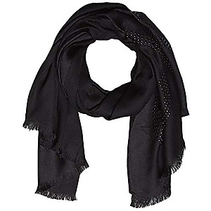 Calvin Klein Women's Studded Logo Pashmina, Black, One Size