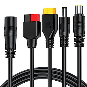 ELECTOP DC 8mm to 4X Adapter Connector Parallel Cable 14AWG Solar Charge Cable Compatible with Anderson XT60 DC 5.5mm DC 8mm Connector Port Adapter for Portable Power Station Solar Generator