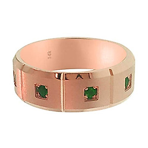 TOUSIATTAR Diamond Wedding Band - 14K Yellow or Rose Gold Rings -Delicate Diamonds Anniversary Rigs Jewelry Gift for Men and Women (Rose, 6)