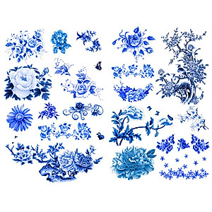 Seasonstorm Blue China Ink Painting Aesthetic Diary Travel Journal Paper Stickers Scrapbooking Stationery School Office Art Supplies
