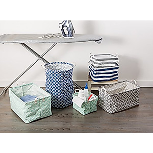 DII Laundy Collection, PE Coated Collapsible Bin, Aqua Lattice, Laundry Hamper