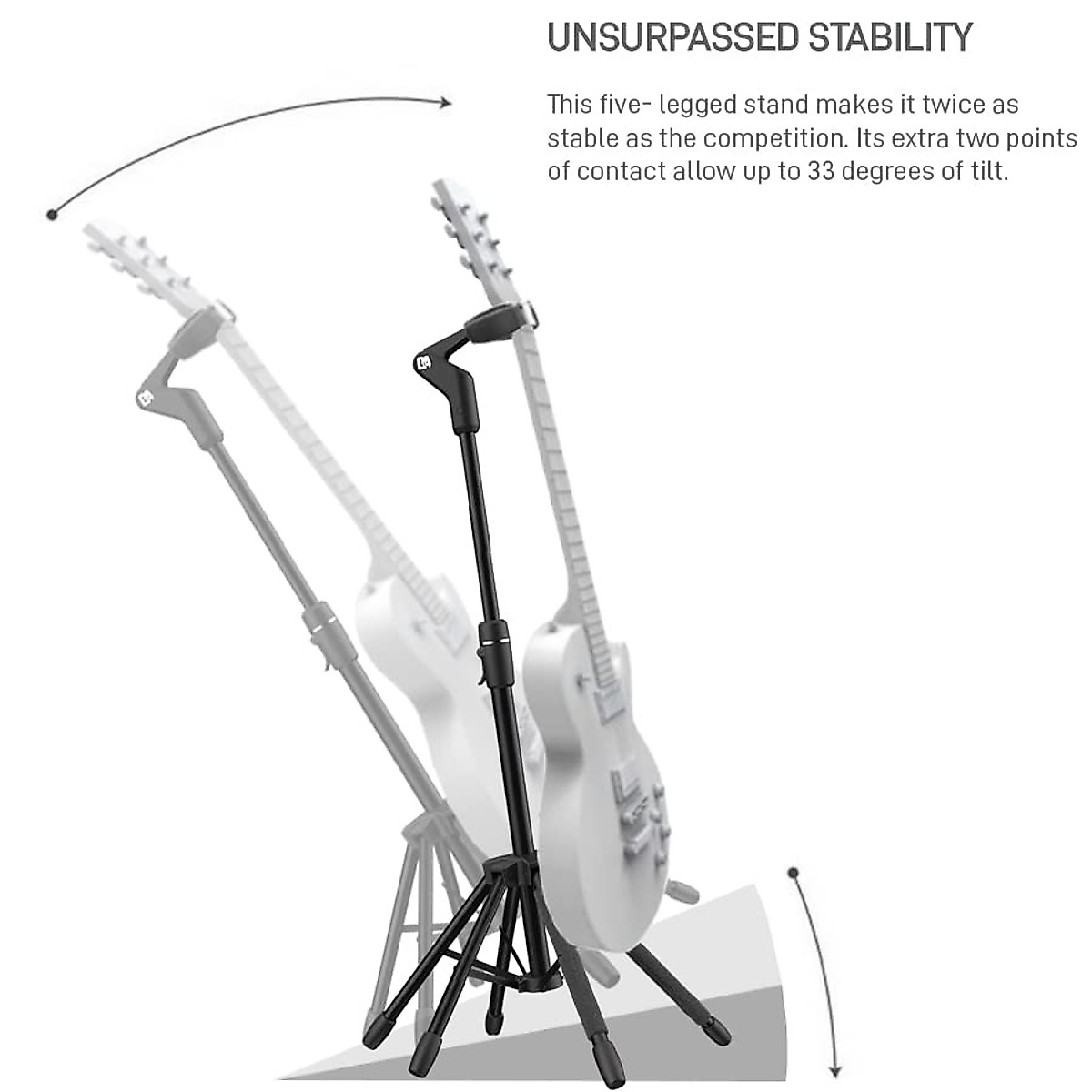 STARFISH+ : World’s Most Stable Professional LOCKING GUITAR STAND, D&A Guitar Gear – 5 Leg design for acoustic bass electric guitar portable universal adjustable holder with non-slip rubber padding
