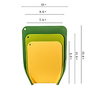 XIZEN Kitchen Cutting Board (3-Piece Set)-PP material Easy to wash BPA-free,The bottom curling design makes food not easy to spill,Texture cut surface，Rubber bottom non-slip., Multicolor, YZ0003