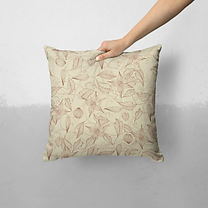 iiRov Tan & Brown Floral Laced Pattern - Custom Decorative Home Decor Indoor or Outdoor Throw Pillow Cover Plus Cushion Set for Sofa, Bed or Couch (Pillow CASE Cover Plus Cushion)