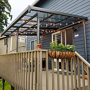 PURPLE LEAF Outdoor Polycarbonate Pergola 10' x 13' with Retractable Sun Shade Shelter Tilted Roof Patio Hardtop Pergola