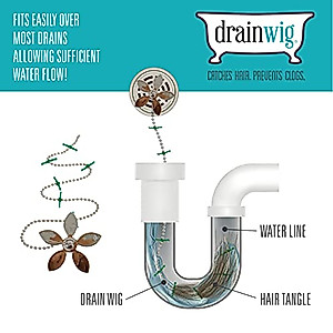 DrainWig Shower, Sink, and Bathtub Disposable Drain Hair Stopper As Seen On Shark Tank, Flower, Silver, 4 Pack