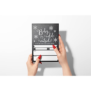 Your Main Event Prints Baby It's Cold Outside Invite, Snowflake Baby Shower Invitation, Christmas Winter Wonderland Baby Shower Invites and Diaper Raffles, 20 Fill in Invitations and Envelopes