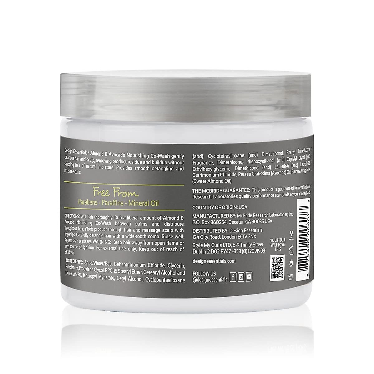 DESIGN ESSENTIALS Natural Almond & Avocado Nourishing Co-wash, White, 1 lb