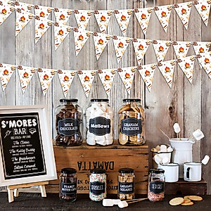 Jollyboom Smores Birthday Decorations, 3pcs Smore Camping Campfire Camper Birthday Party Pennant Banners, Smores Baby Shower Fun to Be One Birthday Party Pennant Flag Banner for Camping Theme Party